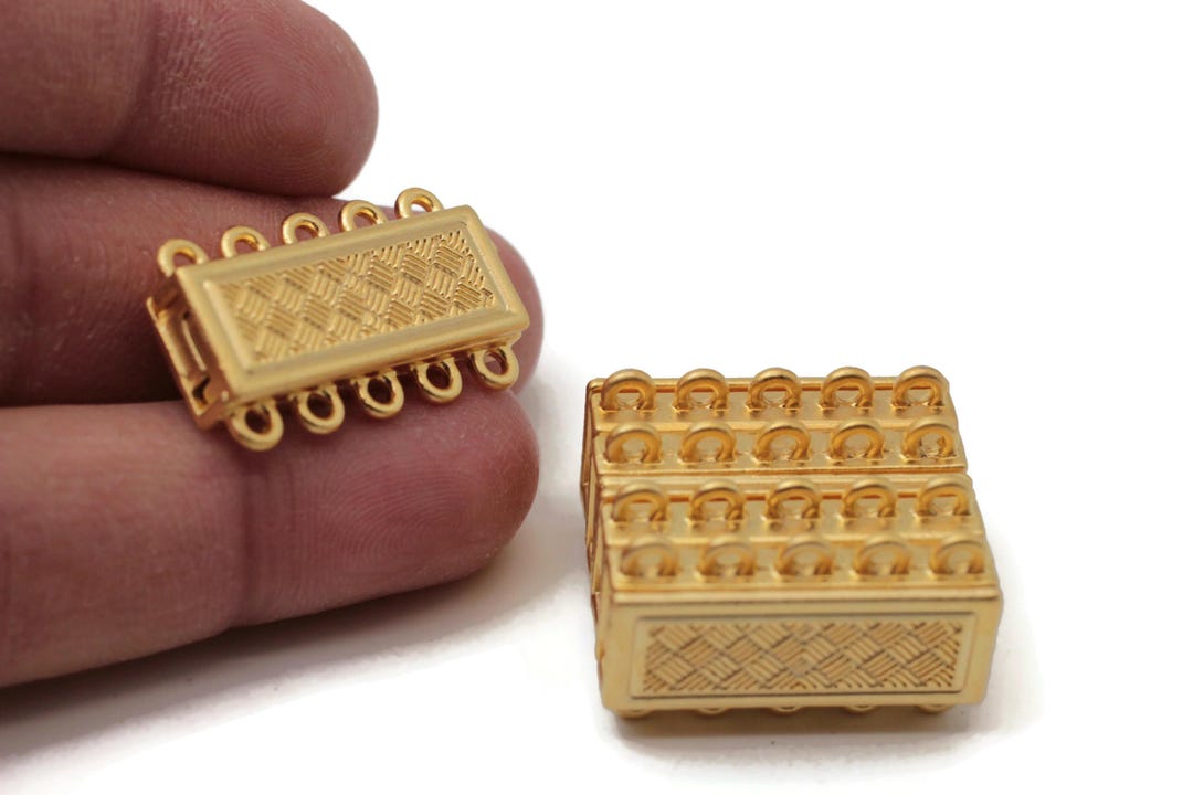 Matt Gold Plated 5 Strand Multi Clasps, Multi Strand Necklace Clasps ...