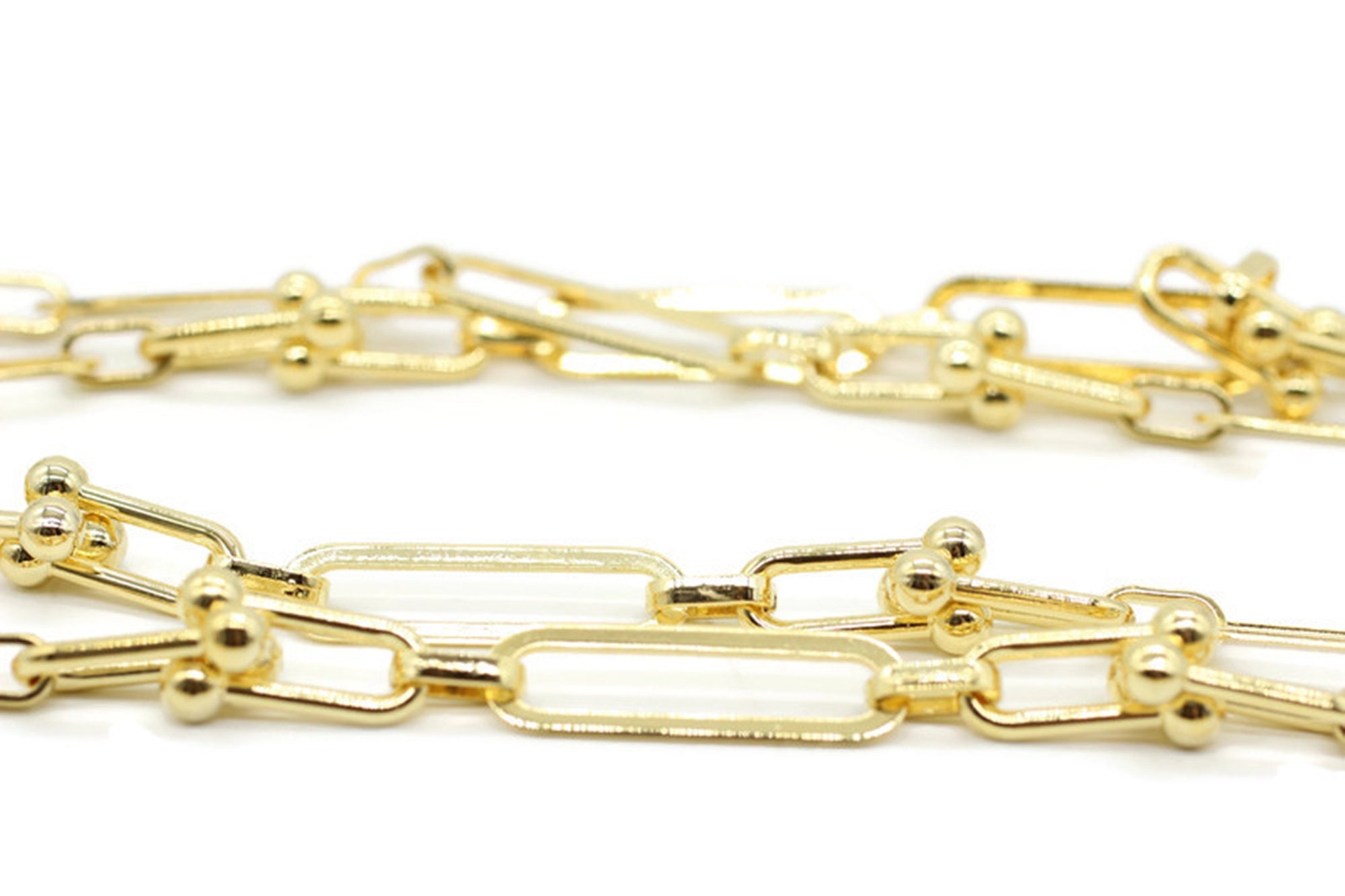 8x20mm Shiny Gold Plated U-shaped Chains Handmade Gold Oval - Etsy