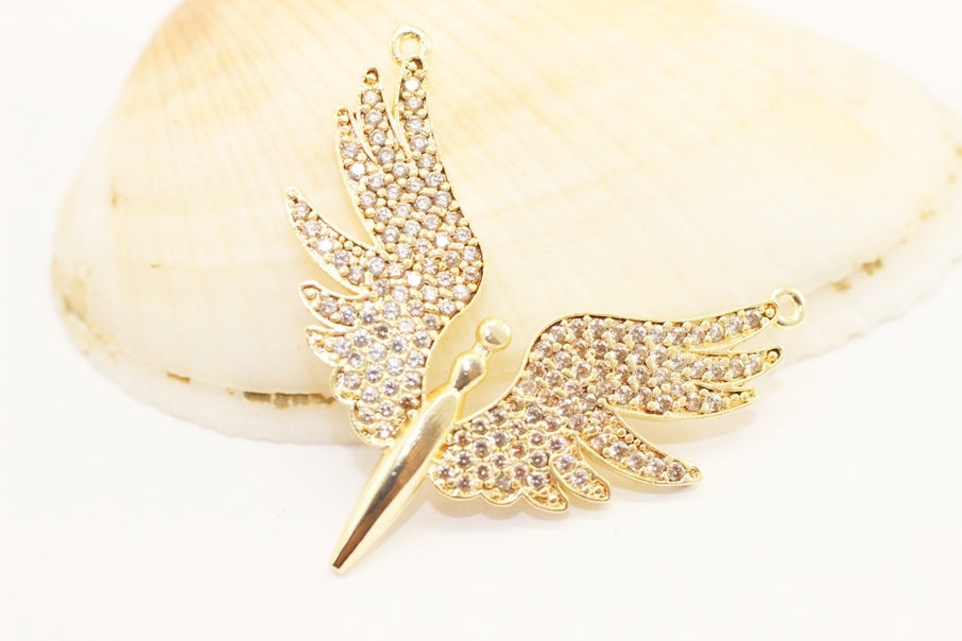 Angel Pendant With Zircon, Zircon Pendant, Micro Pave Angel, Cz Jewelry ...