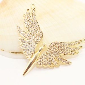 Angel Pendant With Zircon, Zircon Pendant, Micro Pave Angel, Cz Jewelry ...