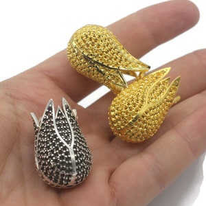 Choose Your Tulip Bead Cap, Shiny Gold, Matte Gold, Silver Plated Tulip ...