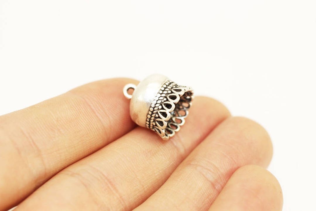 Matte Silver Conic Bead Caps, 13x15 Mm Cone Caps - Tassel Caps With One ...