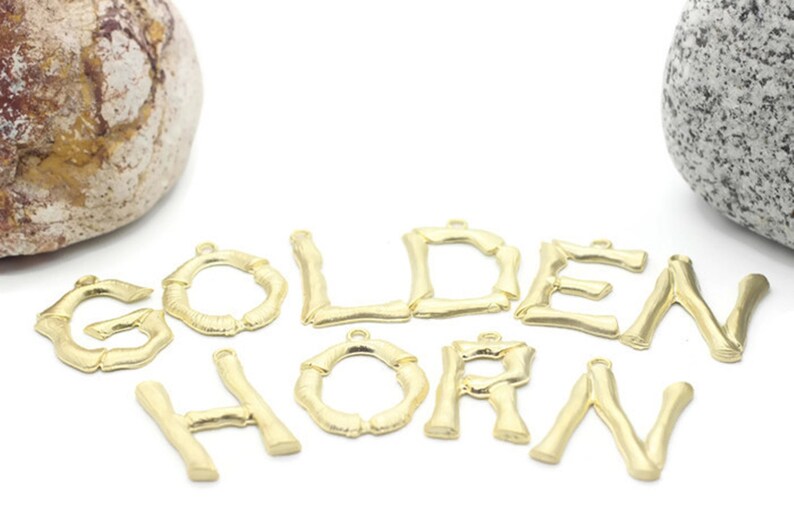 24k Gold Plated Initial Pendant Craft Supply, Diy Gold Letter Charms ...