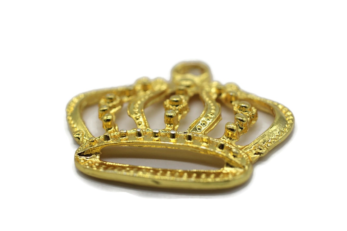 24 K Shiny Gold Crown Charms King and Queen Charms Royal - Etsy
