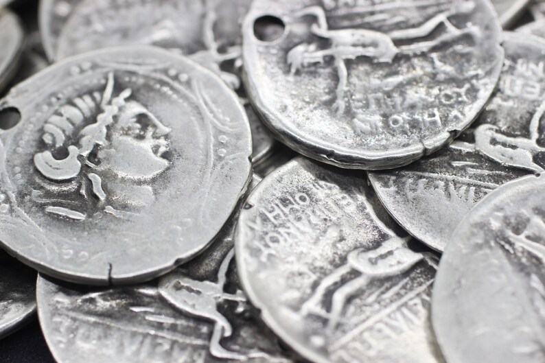 Matt Silver Cleopatra Coin Pendant, 28 Mm Silver Pendant, Coin Charms ...
