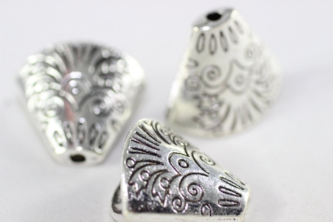 Tibetan Silver Tone Pyramid Bead Caps, 21x19 Mm Tibetan End Caps ...