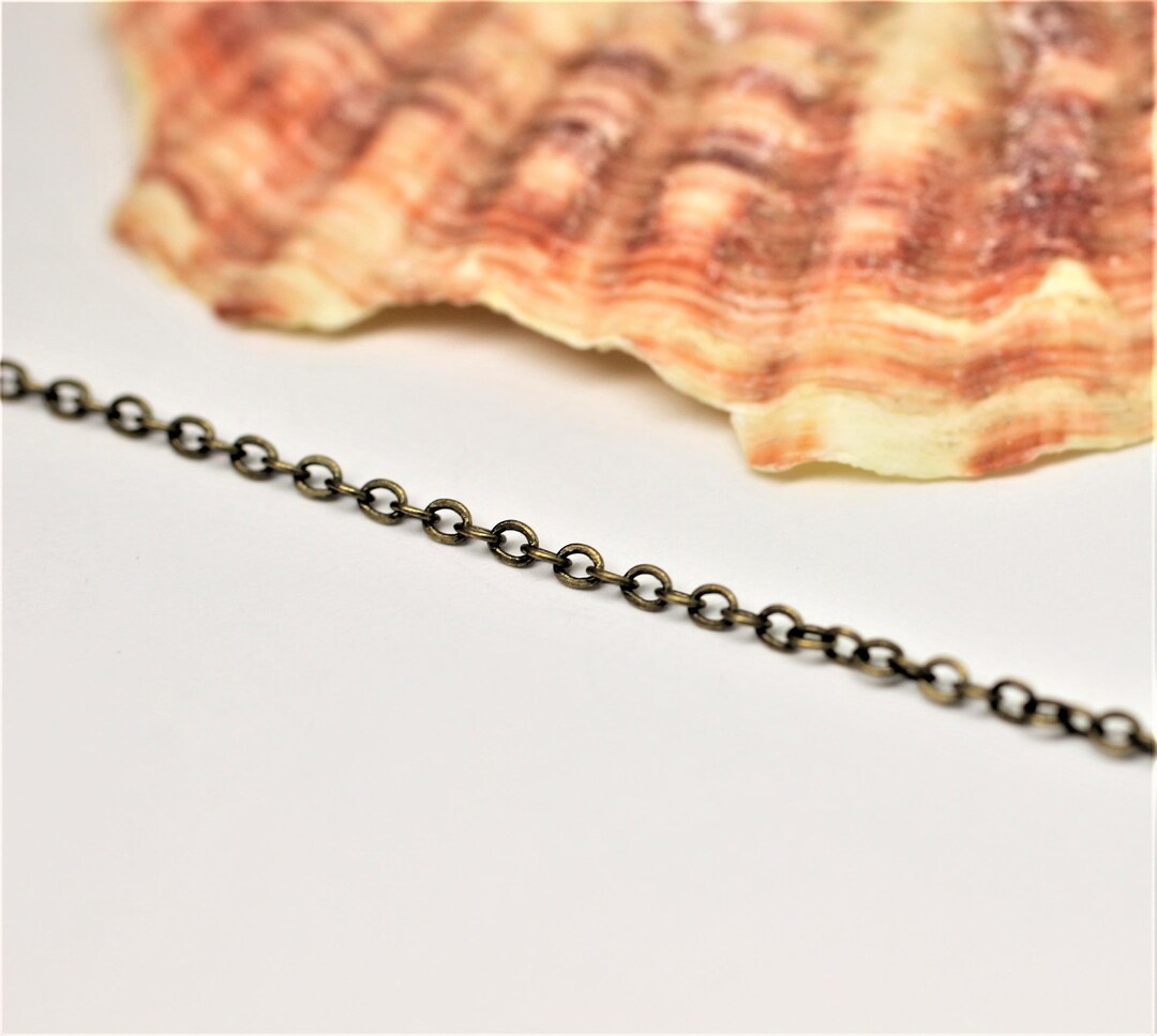 Bronze Color 1.5x1.5 Mm Tiny Metal Chain, Bronze Rolo Chain, Enameled ...