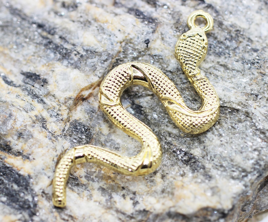24 K Shiny Gold Snake Charms, 24x52 Mm Snake Pendant, Earring Charms ...