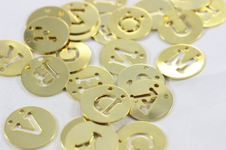 20mm Gold Plated Alphabet Letters ABCDE.....Z Round - Etsy