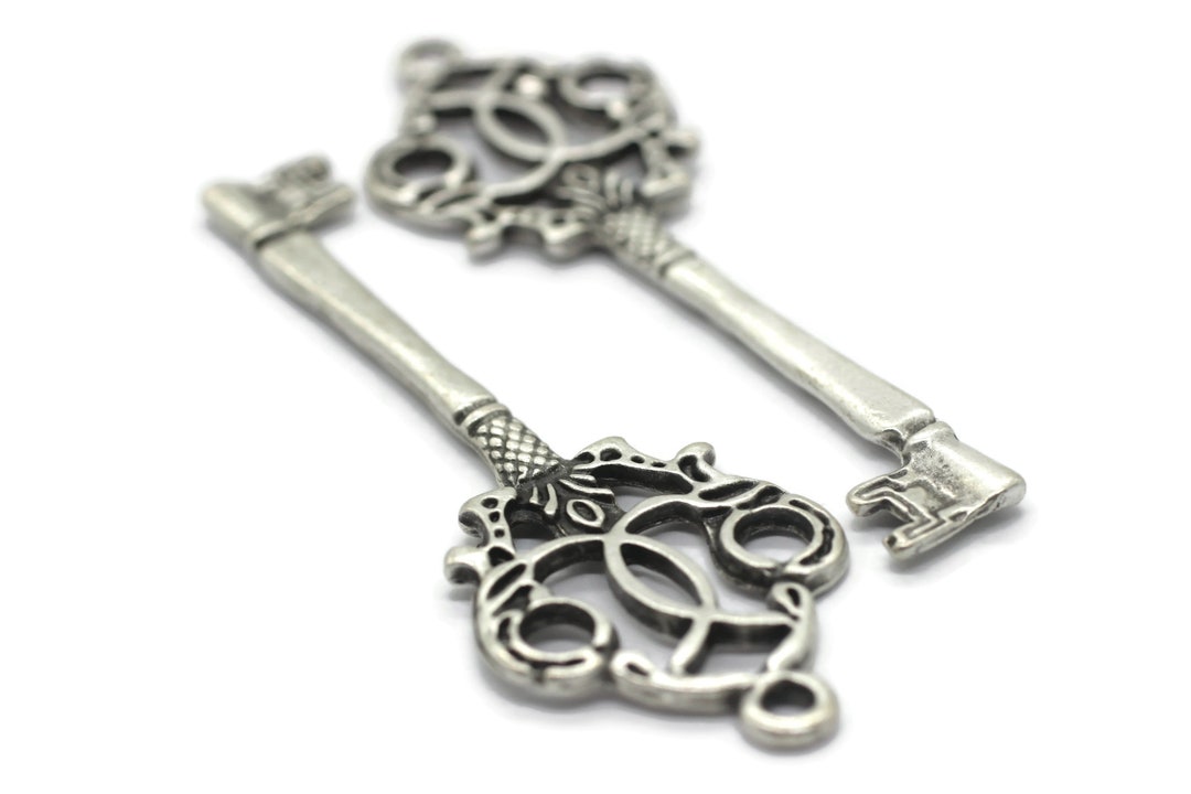 Antique Silver Key Charms, Huge Charms, 29x83mm, Key Pendant, Key ...