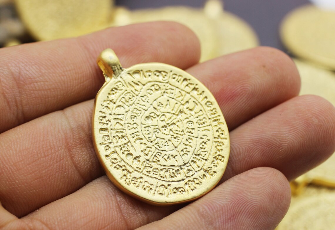 Matt Gold Coin Pendant 29x38mm Greek Coins Egypt Coin | Etsy