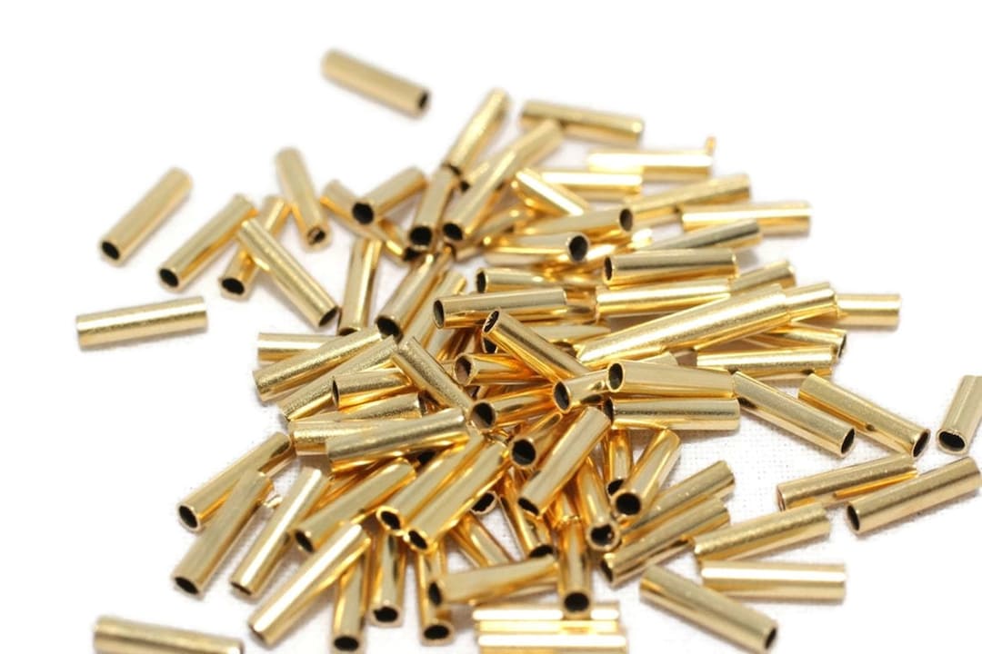 Gold Plated Mini Tubes, Tube Connectors, Gold Plated Tube Beads 1.5 X 6 ...