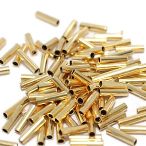 Gold Plated Mini Tubes, Tube Connectors, Gold Plated Tube Beads 1.5 X 6 ...