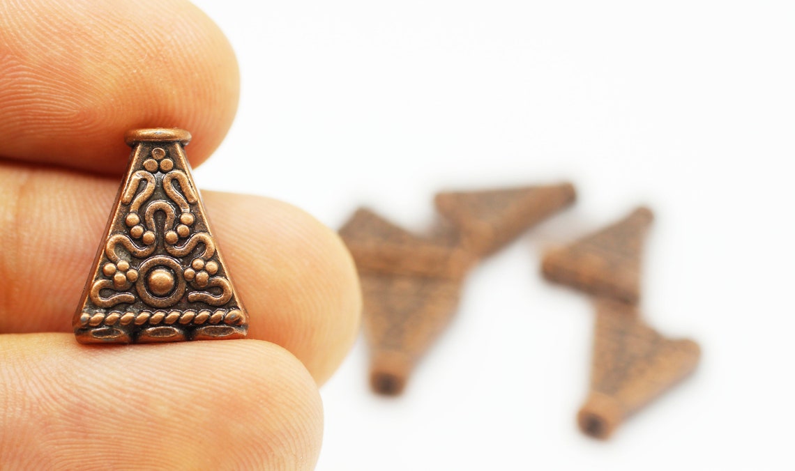 Antique Copper Multi Strand Filigree Bead Caps, 3 Hole Connector, Conic ...