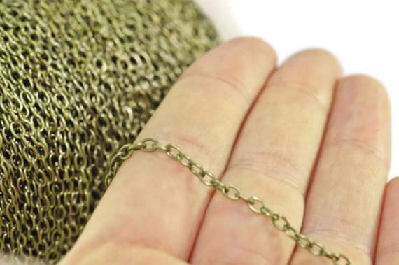 Antique Bronze Open Link Chains 3x4 Mm Oval Link Chain Bulk | Etsy