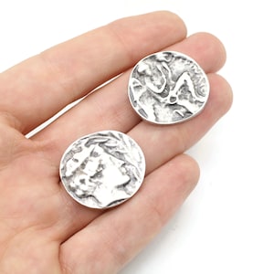Antique Silver Coins, 28mm Roman Empire Artifact, Ancient Greek Rome ...