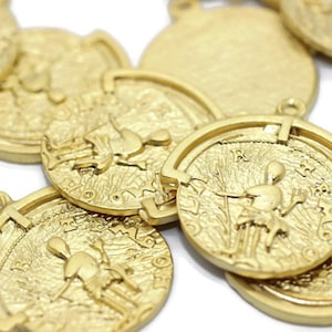 24 K Matt Gold Coin Pendant, 28x30mm, Greek Coins, Egypt Coins ...