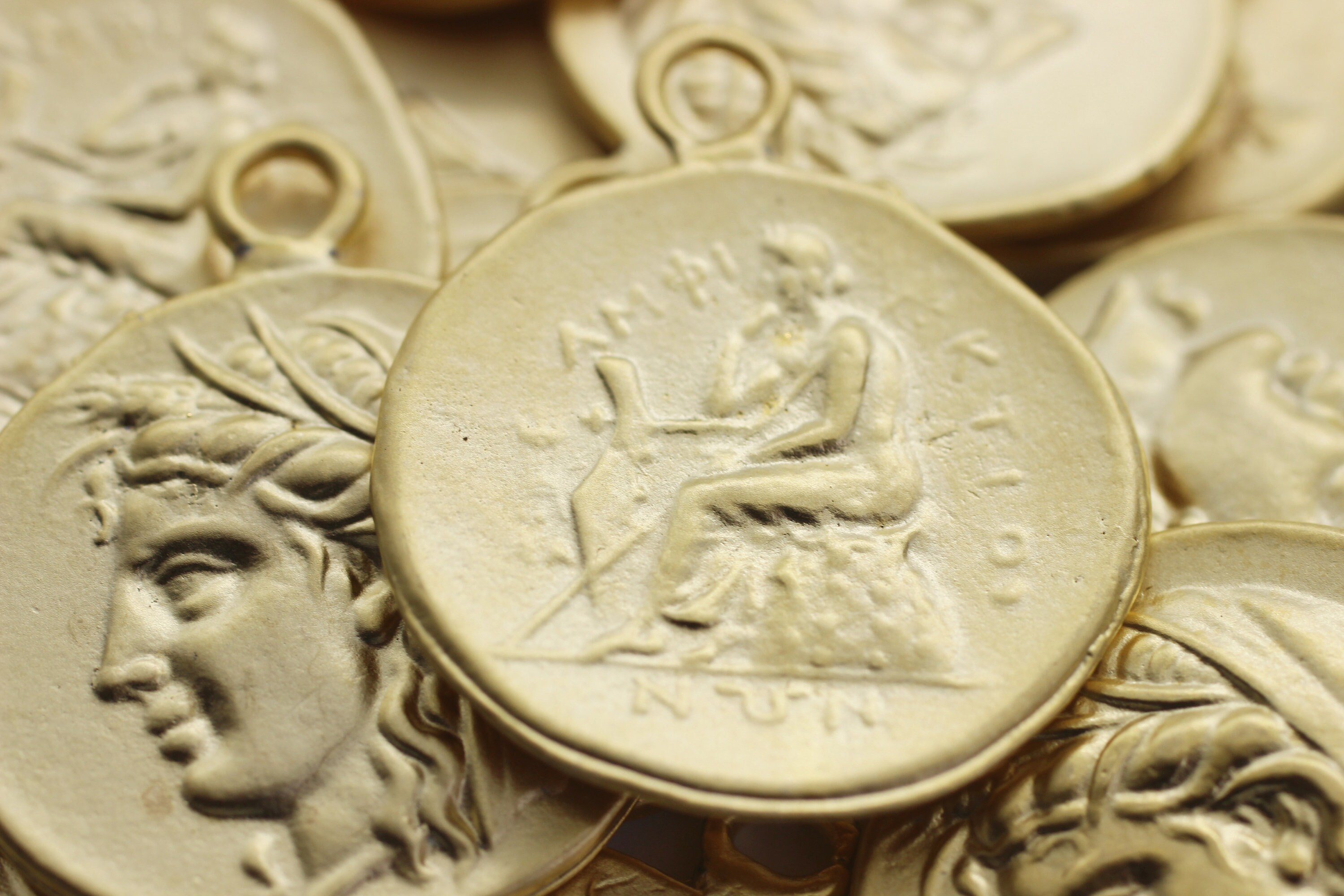 Ancient Greek Coins, Matt Gold Coins, Coin Pendant, Double Side Charms ...