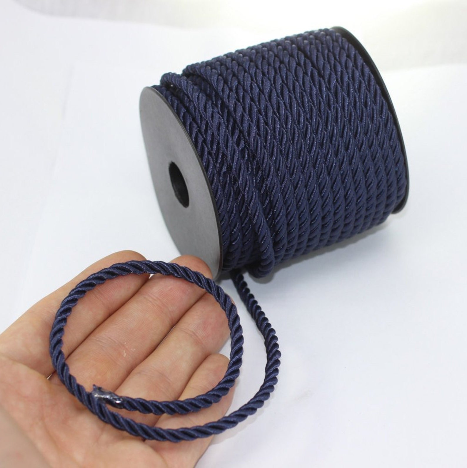 Dark Blue Rayon Rope 4 Mm 015 In Blue Cord Twisted Braid | Etsy