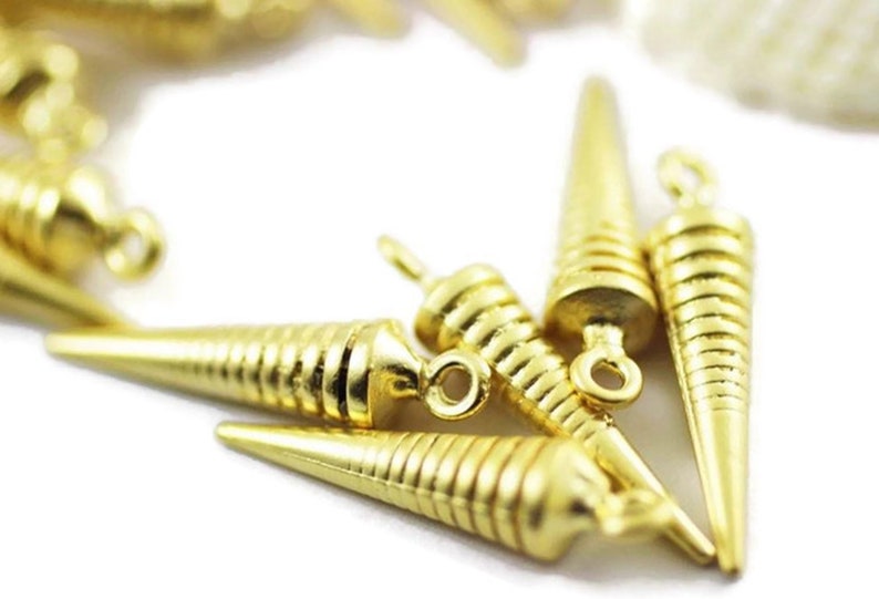 Matt Gold Plated Spike Charms 7 X 30 Mm Spike Pendants - Etsy