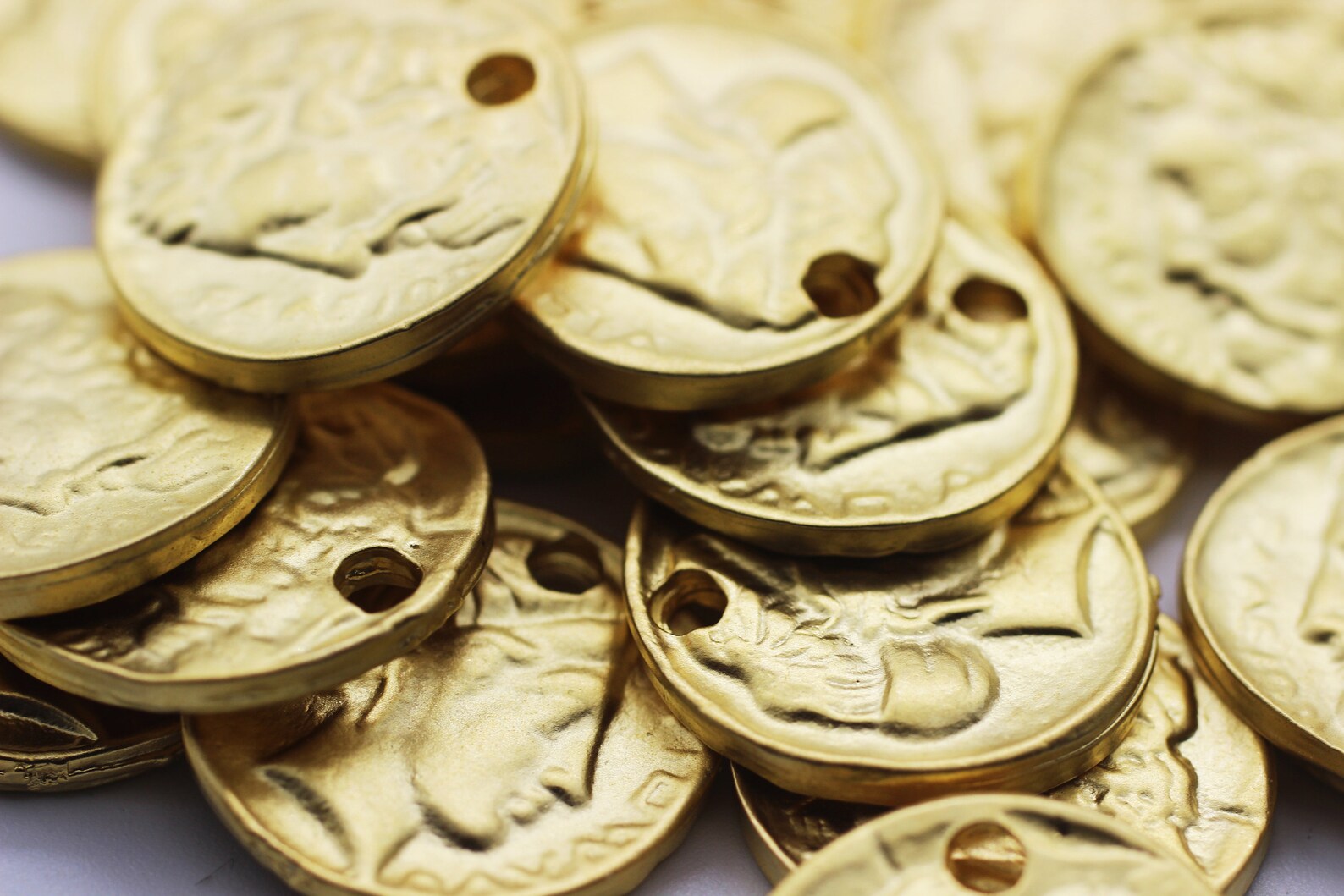 Matt Gold Plated Coins 18 Mm Gold Pendant Double Side - Etsy