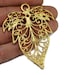 24 K Gold Plated Filigree Elven Leaf Charms 50x70mm - Gold Plated ...