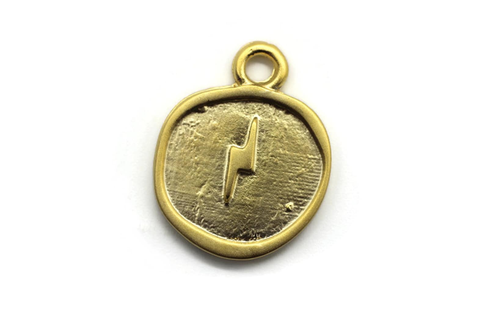 Lightning in Coin Pendant 24k Matt Gold Lightning Bolt Gold - Etsy