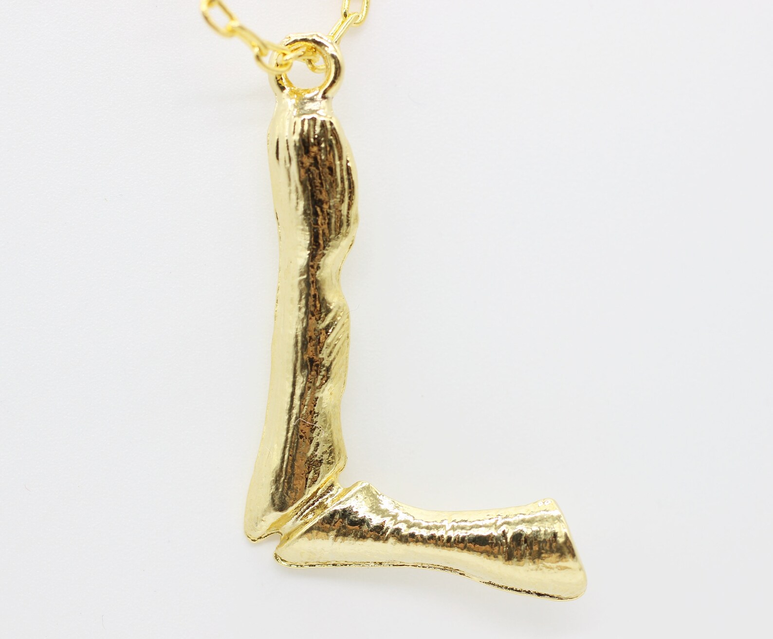 Letter L, Initial Alphabet Letter Pendant Necklace in 24k Shiny Gold ...