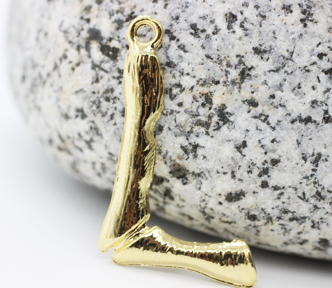 Letter L, Initial Alphabet Letter Pendant Necklace in 24k Shiny Gold ...
