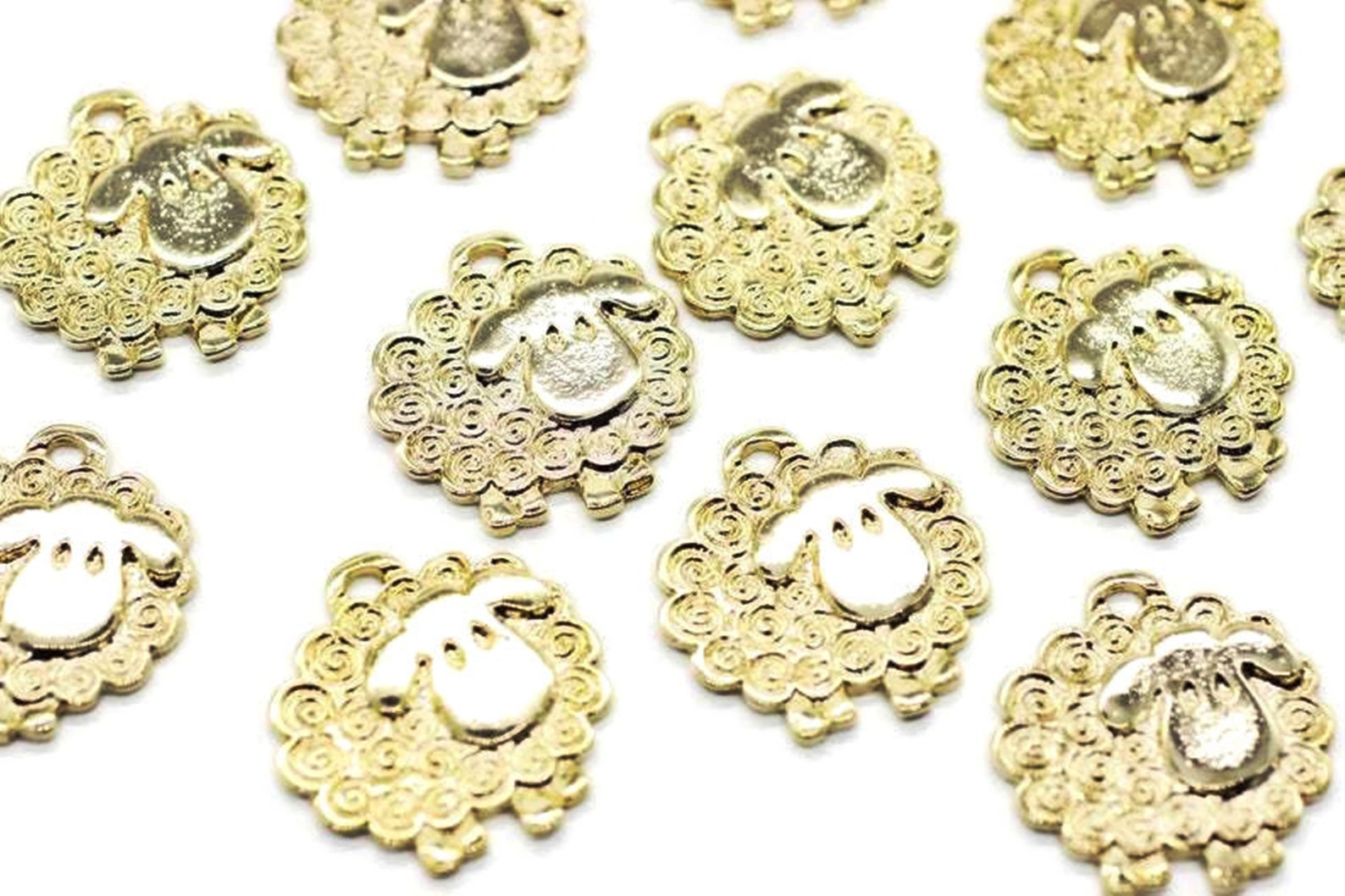 Shiny Gold Sheep Charms, 28x29 Mm Sheep Pendant, Earring Charms, Farm ...