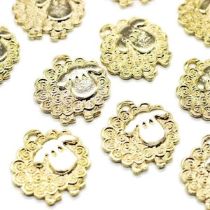 Shiny Gold Sheep Charms, 28x29 Mm Sheep Pendant, Earring Charms, Farm ...