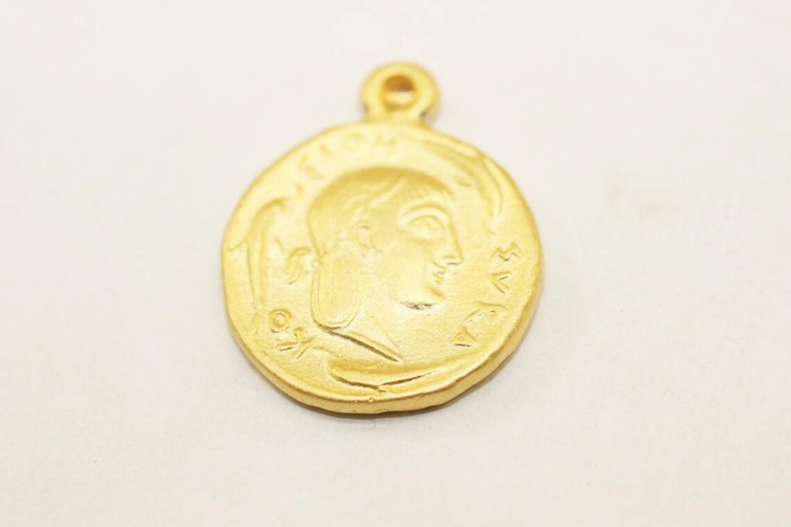 Matt Gold Plated Coins 20x25 Mm Gold Pendant Double Side - Etsy