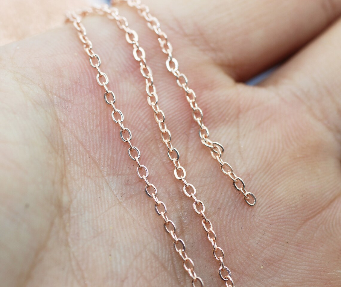 Rose Gold Chains 1.5x1.5 Mm Tiny Metal Chains, Rose Rolo Chain ...