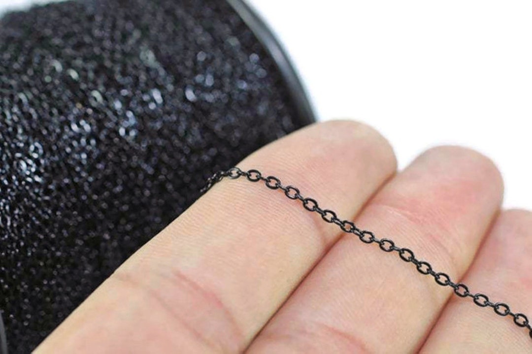 Black Rolo Chains, 1.65mm Tiny Metal Chains, Soldered Chain, Necklace ...