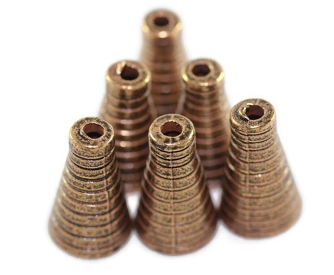 Antique Copper Cone Caps, 10x16 Mm Long End Caps, 8mm Inner Conic Caps ...