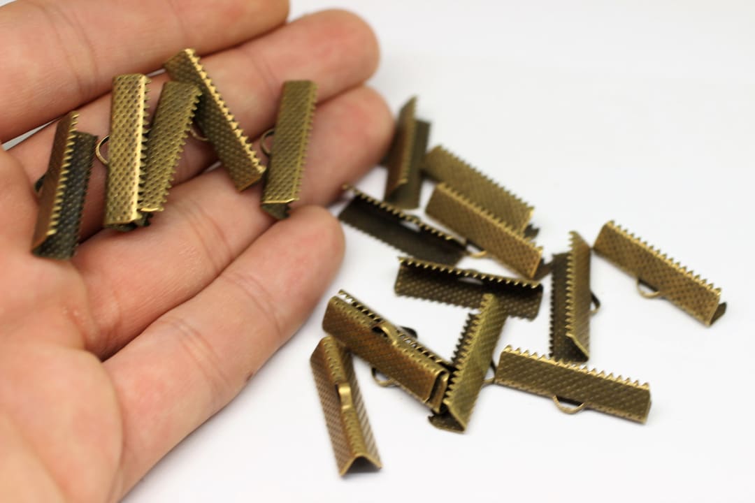 Ribbon Crimp Ends, Antique Bronze 25 Mm Cord End Tip, Crimp End ...