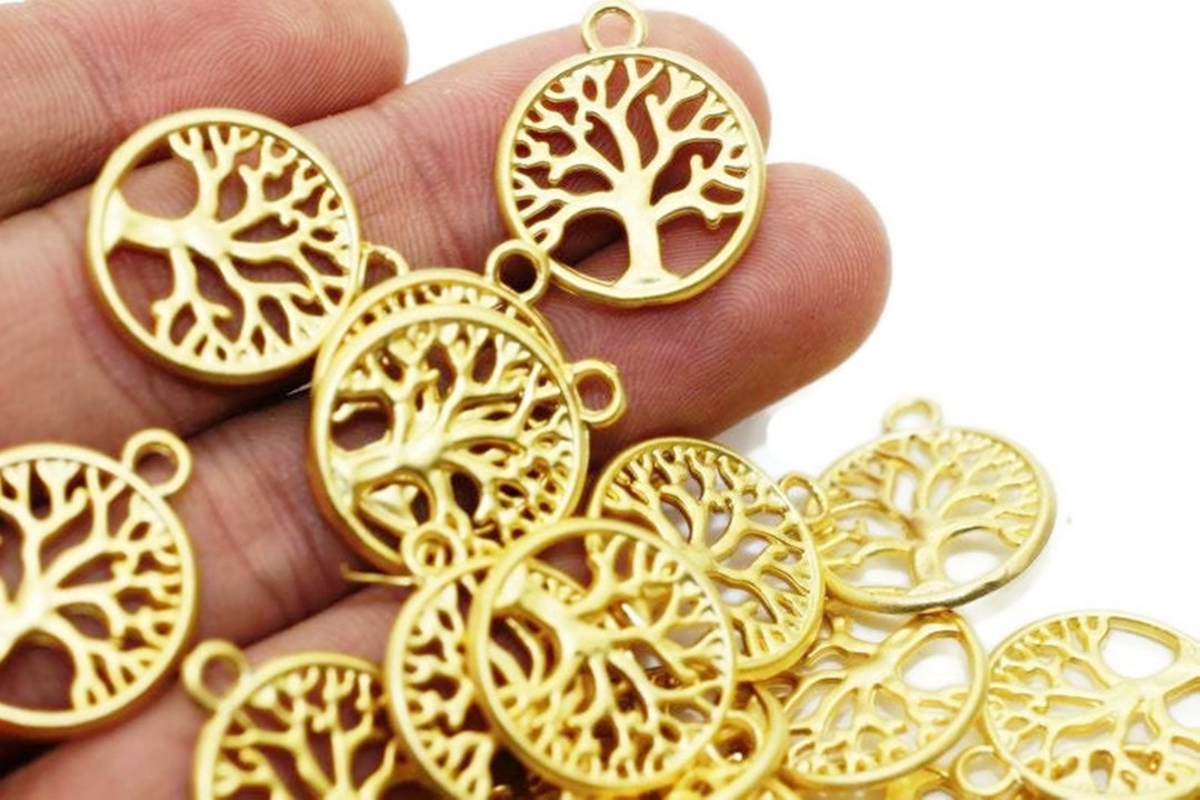 Matt Gold Tree of Life Charms, 20x23mm, Family Tree Charms, Bracelet ...