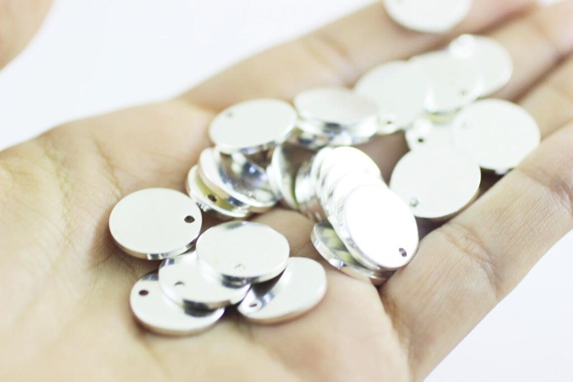1.2x10mm Shiny Silver Plated Disc Solid Brass Disc Round - Etsy