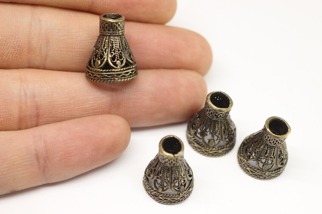 Antique Bronze Filigree Cone Bead Caps - 15x18 Mm Filigree Caps ...