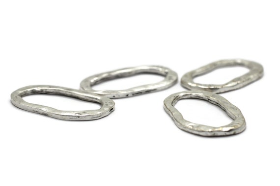Oval Ring Closed Loop Pendant Connector Large Antique Silver - Etsy