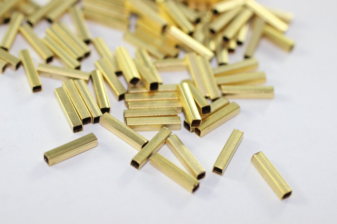 2x2x10mm Gold Plated Tiny Spacer Tube Beads , Spacer Beads, Square Tube ...