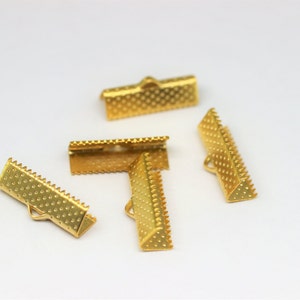 Gold Plated Ribbon Crimp Ends, 20 Mm Cord End Tip Crimp- Jewelry Making ...