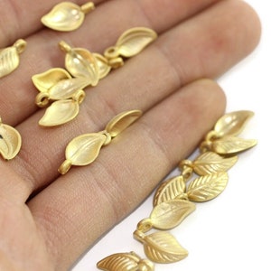 Gold Leaf Charm, Mini Leaf Charm, Gold Plated Leaf Charm, 15mm Gold ...