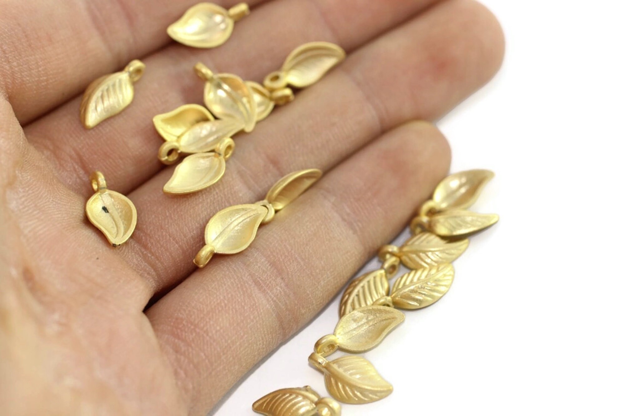 Gold Leaf Charm, Mini Leaf Charm, Gold Plated Leaf Charm, 15mm Gold ...