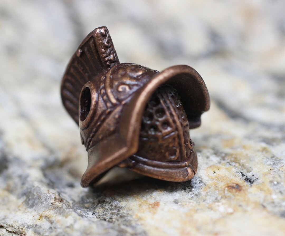 Antique Copper Spartan Helmet Paracord Knife Lanyard Bead, Paracord ...