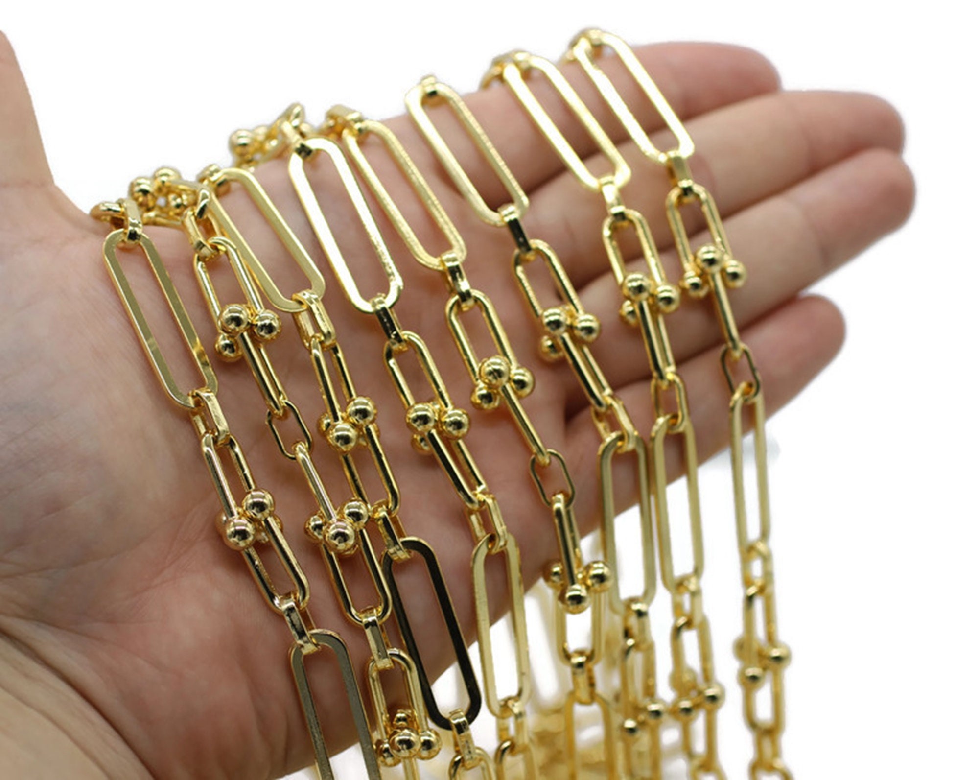 8x20mm Shiny Gold Plated U-shaped Chains Handmade Gold Oval - Etsy