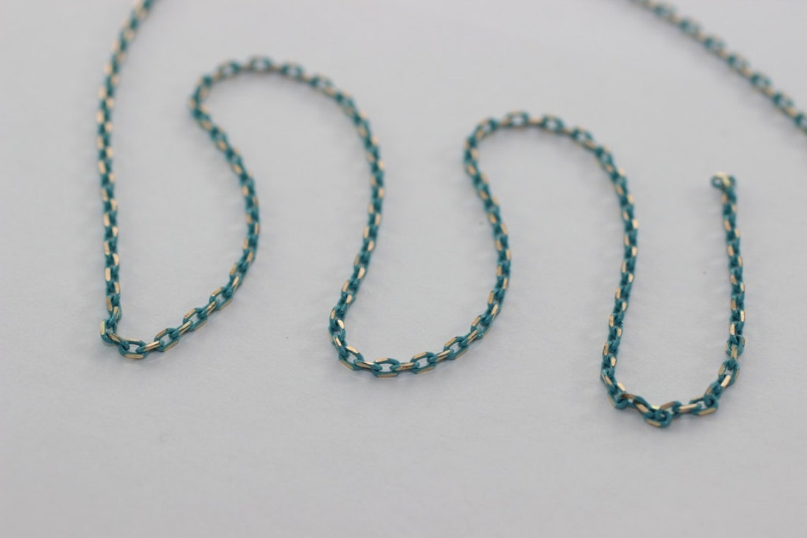 1.5x2.5 mm turquoise chain link brass chains loose chain | Etsy