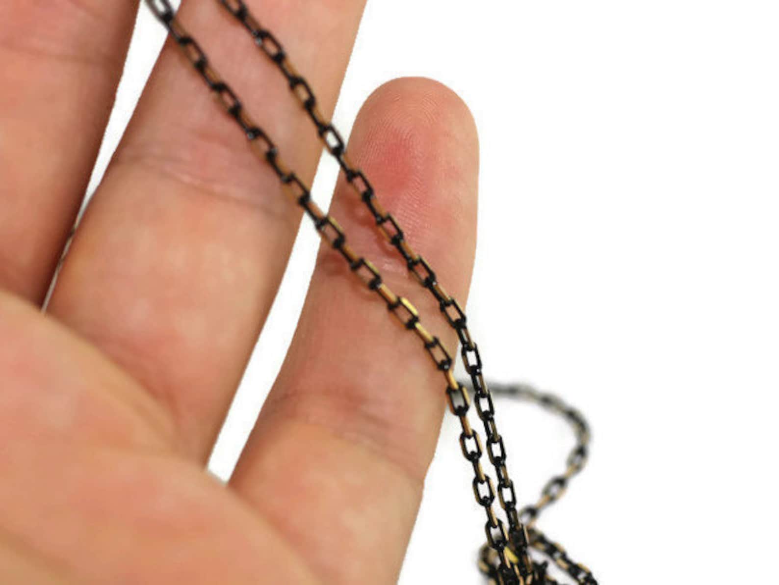 Solid Brass Chain Black Faceted Link - Gold Brass Chain 2x3 Mm Circle ...