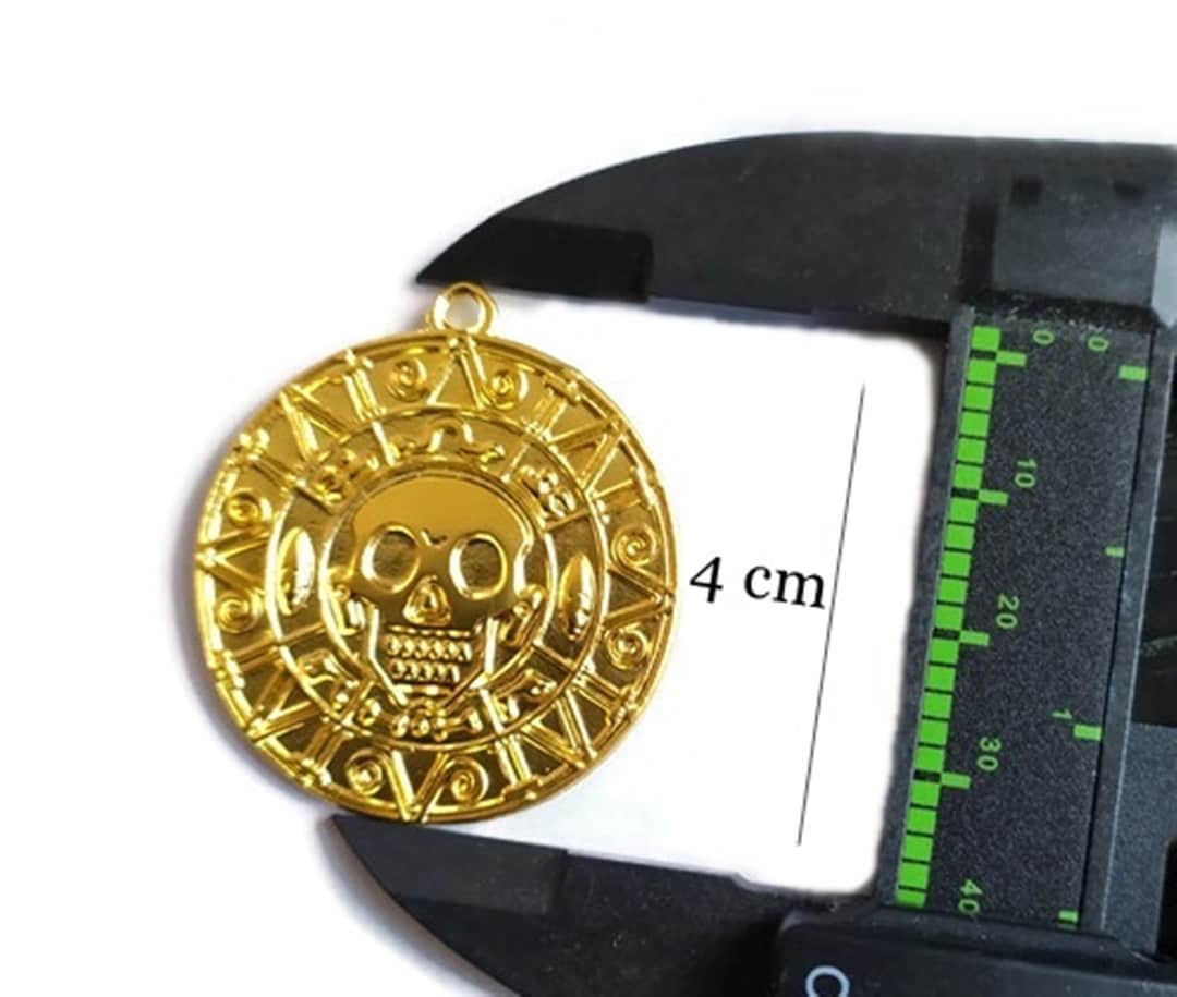 36x40 Mm Matt Gold Cursed Aztec Coin Medallion Pendant Pirates of the ...