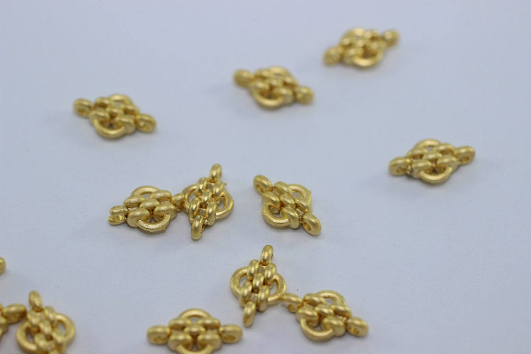 Gold Plated Charm Connector With Two Holes - 7x12mm Necklace Connector ...